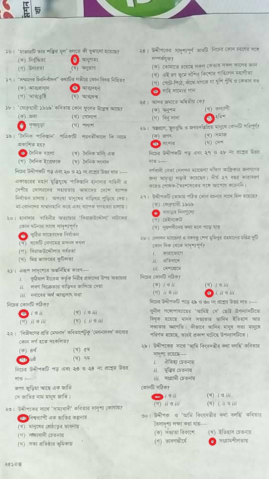 HSC Bangla 1st Paper Question Solution 2019 Admissionwar